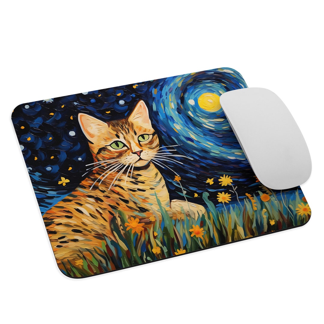 Mouse Pad Starry Night Tabby Cat Lovers Gift Idea - Etsy