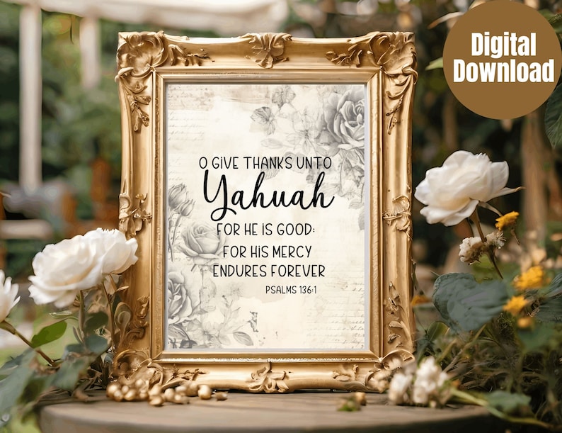 Psalm 136:1 Printable, Digital Wall Art, Scripture Wall Art, Modern Art ...