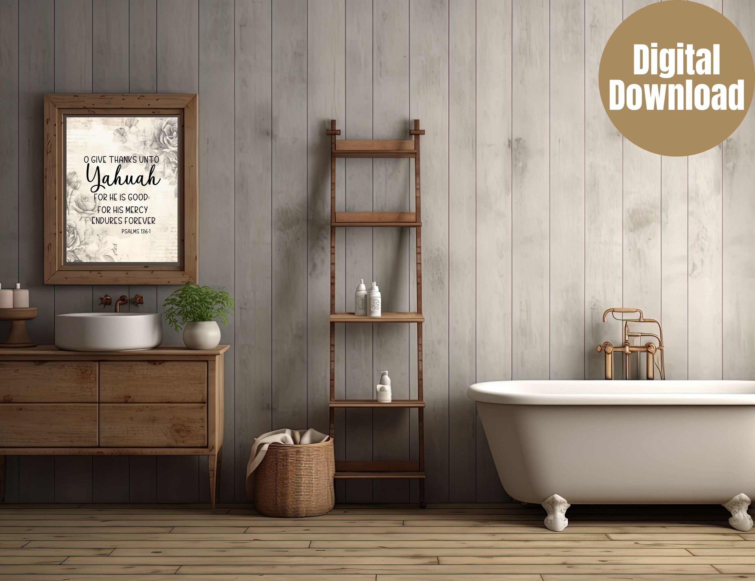 Psalm 136:1 Printable, Digital Wall Art, Scripture Wall Art, Modern Art ...