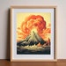 Vintage Volcano Eruption Art Print, Retro Nature Wall Decor, Minimalist ...