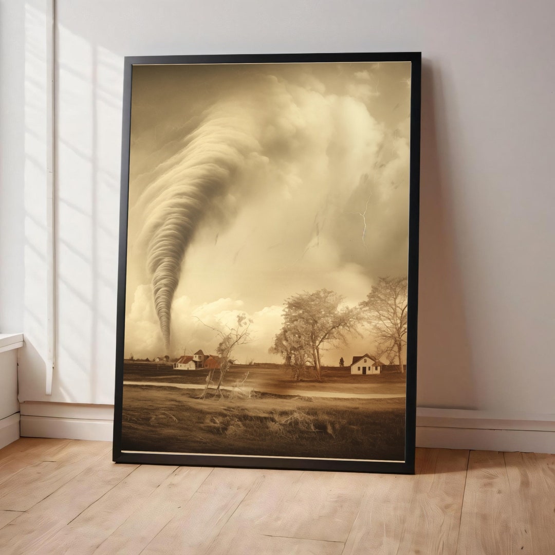 Rustic Tornado Landscape Print, Country Home Wall Art, Stormy Weather ...