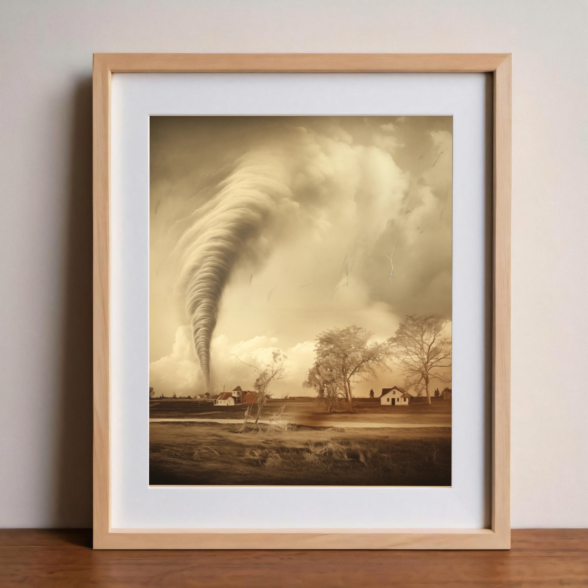 Rustic Tornado Landscape Print, Country Home Wall Art, Stormy Weather ...