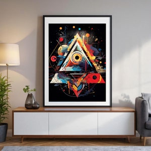 Time and Space Abstract Art Print, Geometric Shapes Wall Decor ...