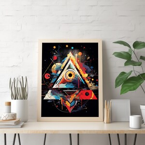 Time and Space Abstract Art Print, Geometric Shapes Wall Decor ...