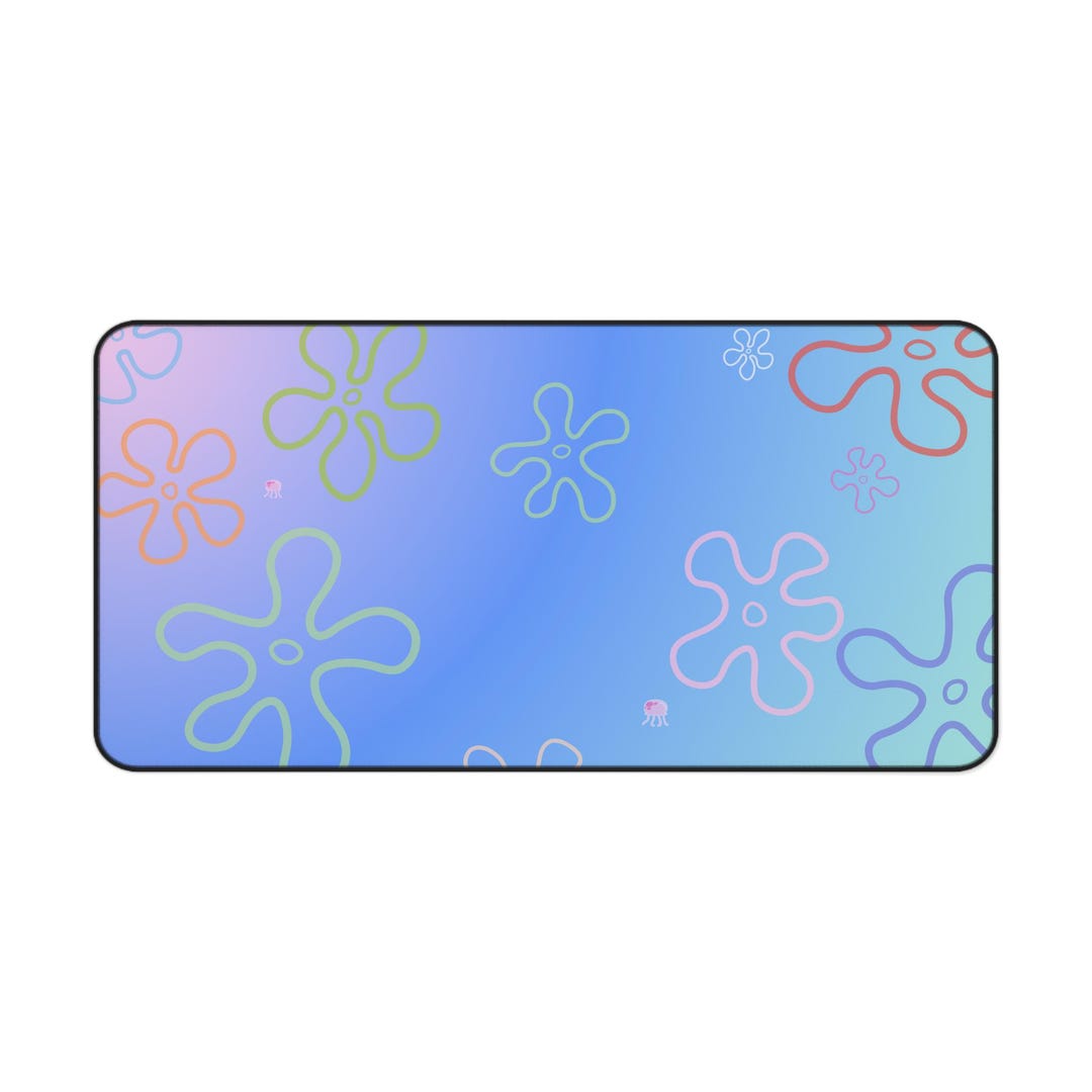 Spongebob Sky Flower Desk Mat, Spongebob Desk Pad, Cute Yellow ...