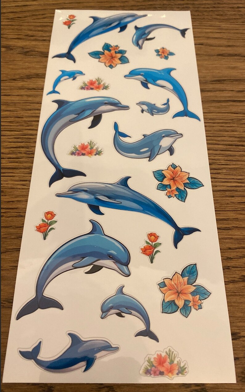 Colorful Dolphin Stickers - Ocean Themed Decal Sheet for Scrapbooking ...