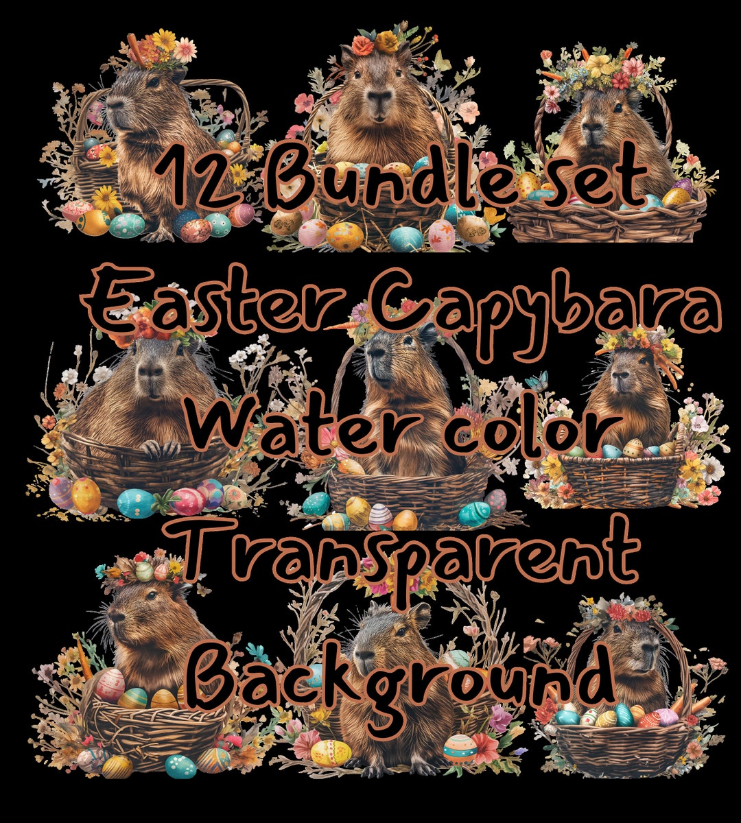 Watercolor Capybara Easter Collection Clipart, 12 PNG Easter Day ...