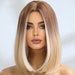 Center-parted Gradient Platinum Wig Shoulder-length Short Straight Hair ...