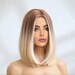 Center-parted Gradient Platinum Wig Shoulder-length Short Straight Hair ...