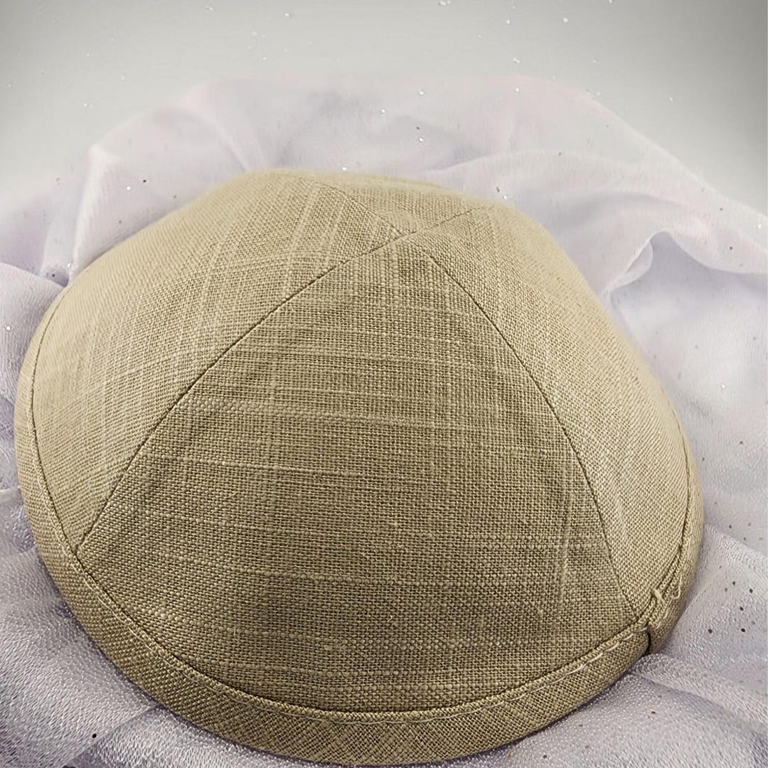 Elegant Beige Linen Kippah With Clip | 100% Cotton for Special ...