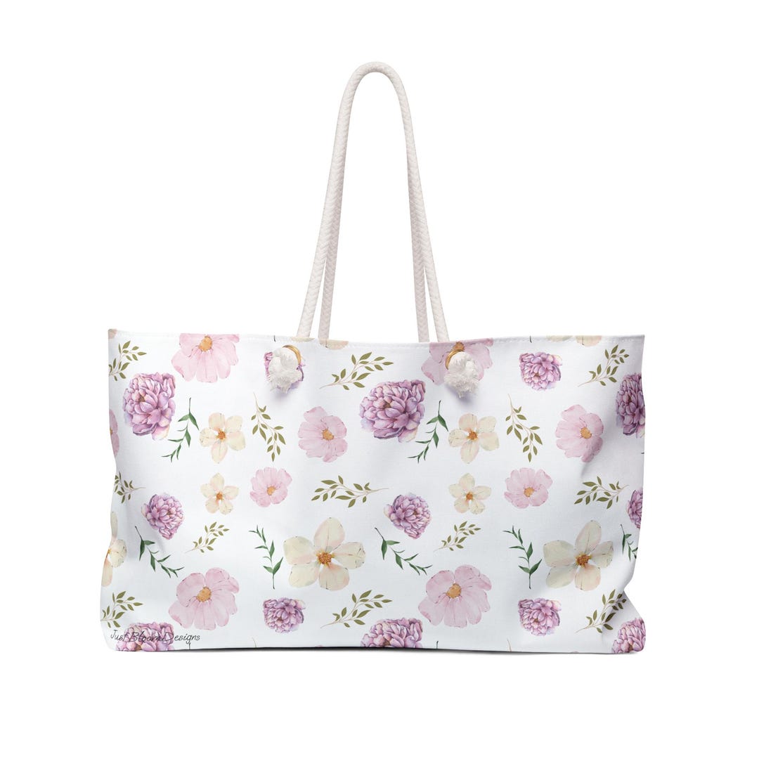 Watercolor Flower Weekender Bag, Floral Travel Duffel, Weekend Getaway ...