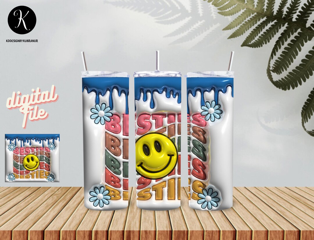 Besties Smiley Tumbler Wrap Png , Design for You , Easy Use. - Etsy