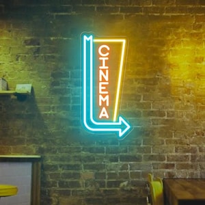 Cinema Arrow Neon Sign, Cinema Led Light, Theater Wall Decor, Movie ...