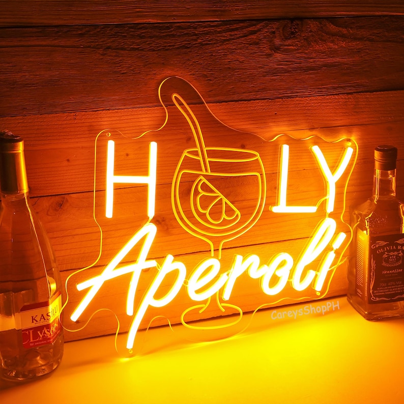 Holy Aperoli Neon Sign, Spritz Cocktail Led Sign, Custom Home Bar Neon ...