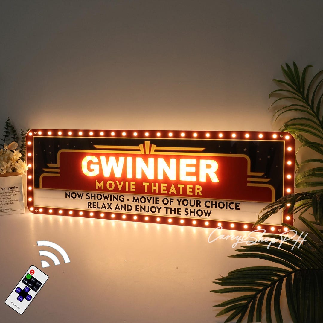 Custom Movie Theater Marquee Sign, Vintage Home Theater Wall Decor ...