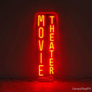 MOVIE THEATER Neon Sign, Movie Led Neon, Vertical Led Light Signs for ...