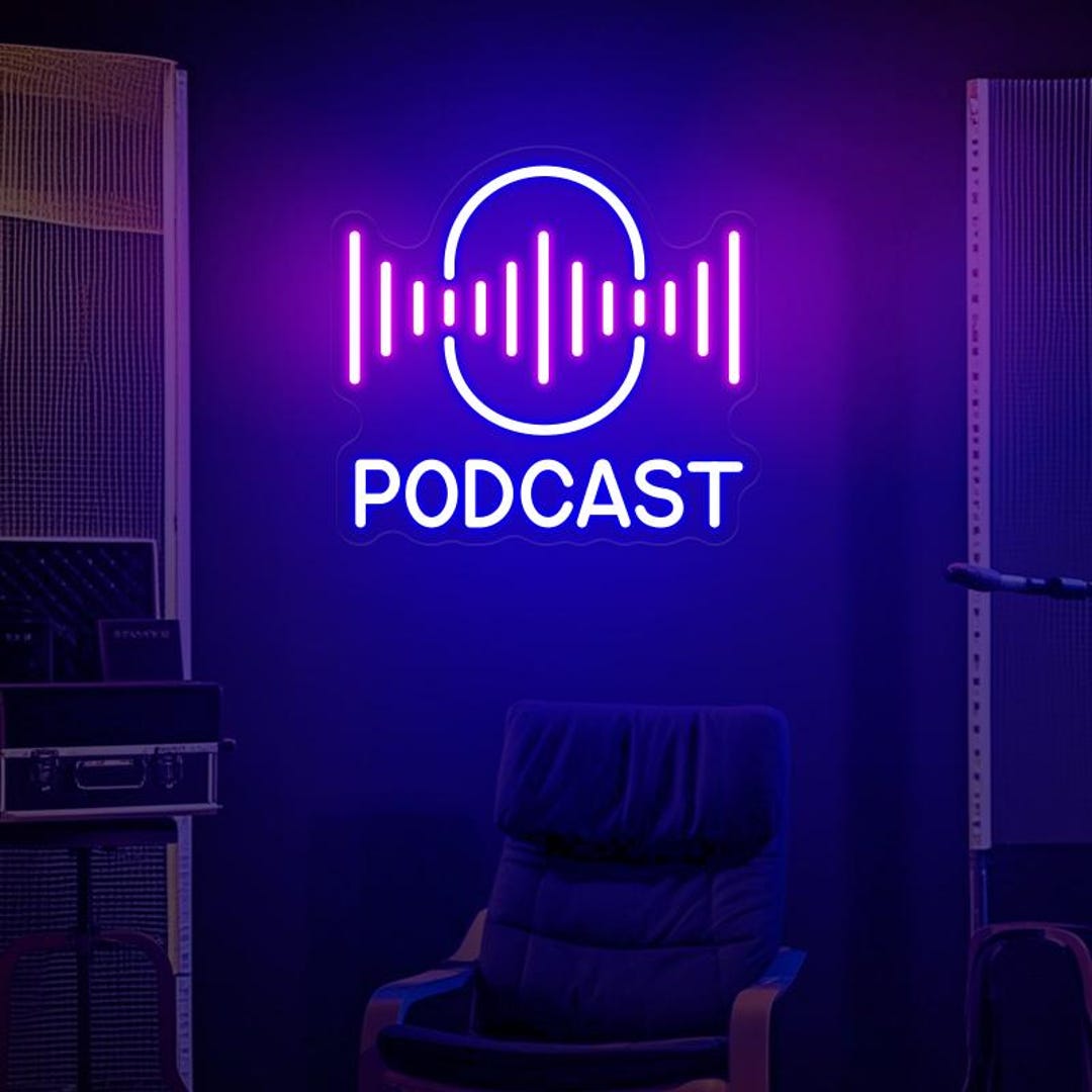 Podcast Neon Sign, Podcast LED Light, Microphone Neon Art, Recording ...