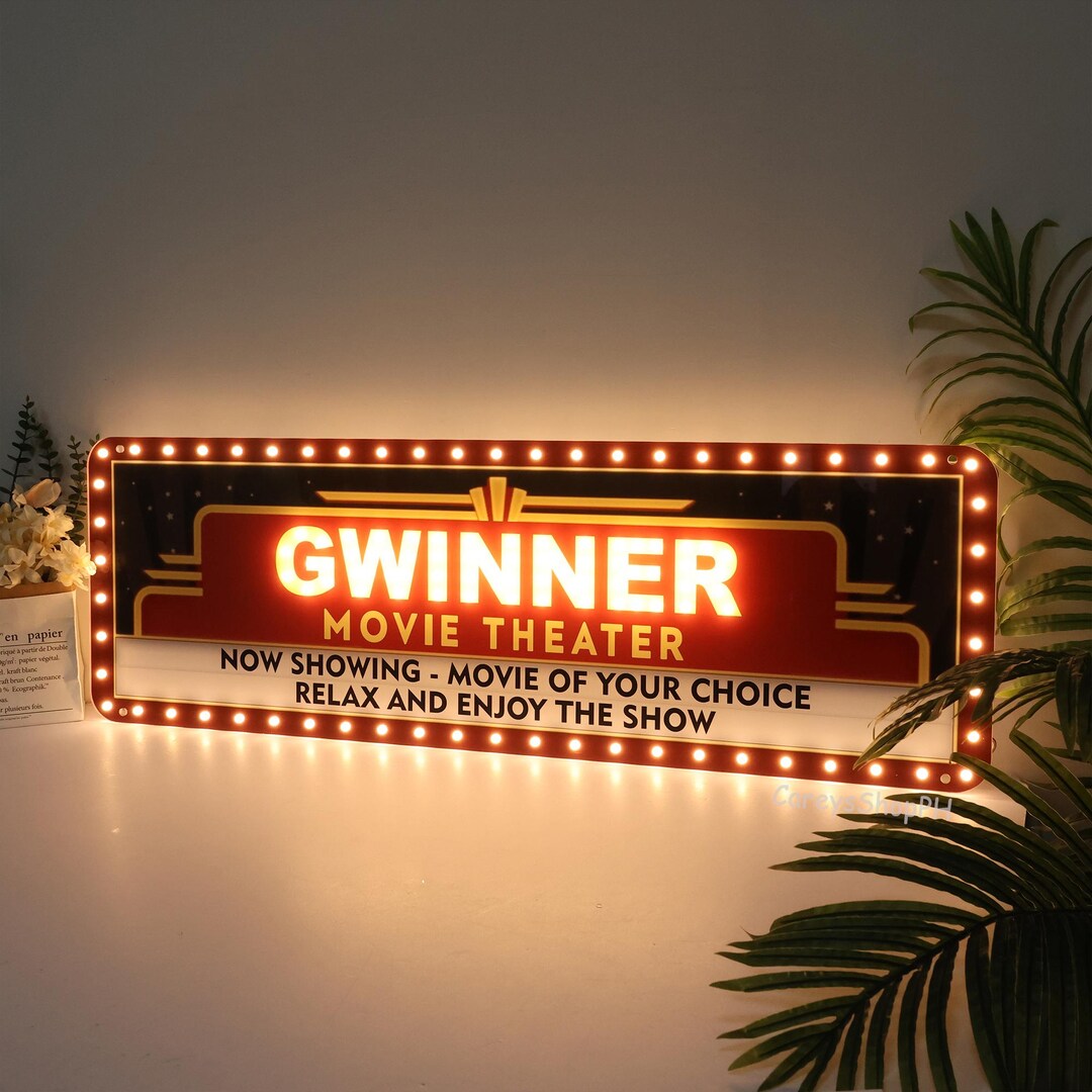 Custom Movie Theater Marquee Sign, Vintage Home Theater Wall Decor ...