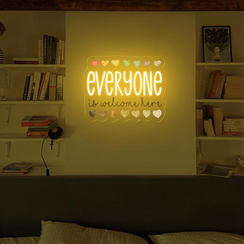 Everyone is Welcome Here Neon Sign, Social Justice Neon, Anti-racist ...