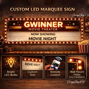 Custom Movie Theater Marquee Sign, Vintage Home Theater Wall Decor ...