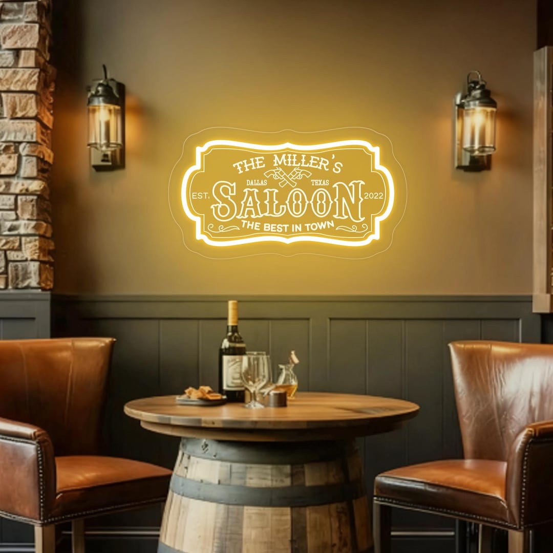Custom Saloon Bar LED Neon Sign: Personalized Western Decor - Etsy