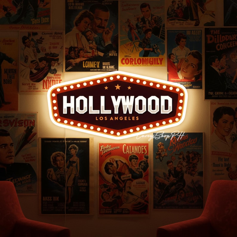 Hollywood Marquee Sign, Home Theater Wall Decor, Movie Lovers Gift ...