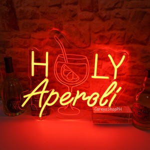 Holy Aperoli Neon Sign, Spritz Cocktail Led Sign, Custom Home Bar Neon ...