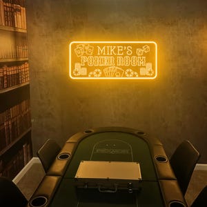Custom Poker Room Neon Sign, Personalized Poker Game Room Name Neon ...