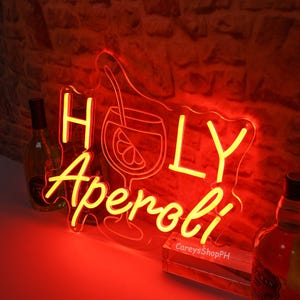 Holy Aperoli Neon Sign, Spritz Cocktail Led Sign, Custom Home Bar Neon ...