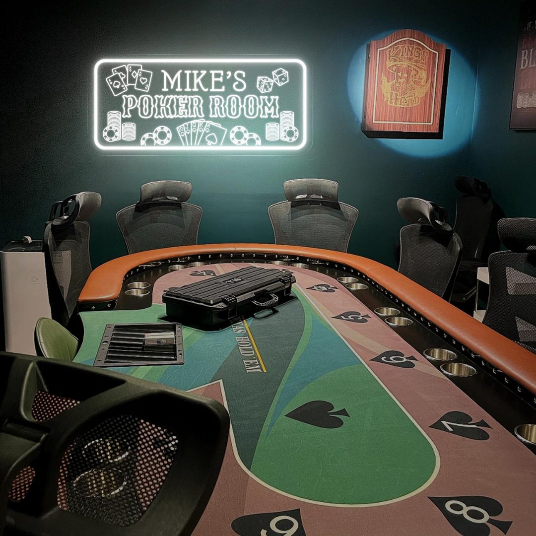 Custom Poker Room Neon Sign, Personalized Poker Game Room Name Neon ...