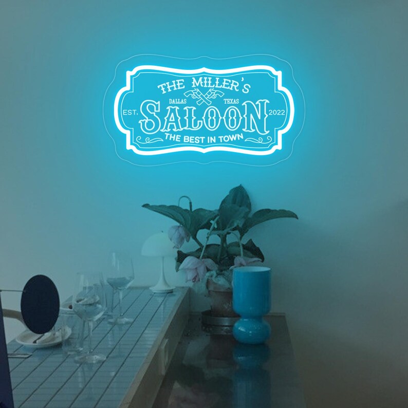Custom Saloon Bar LED Neon Sign: Personalized Western Decor - Etsy