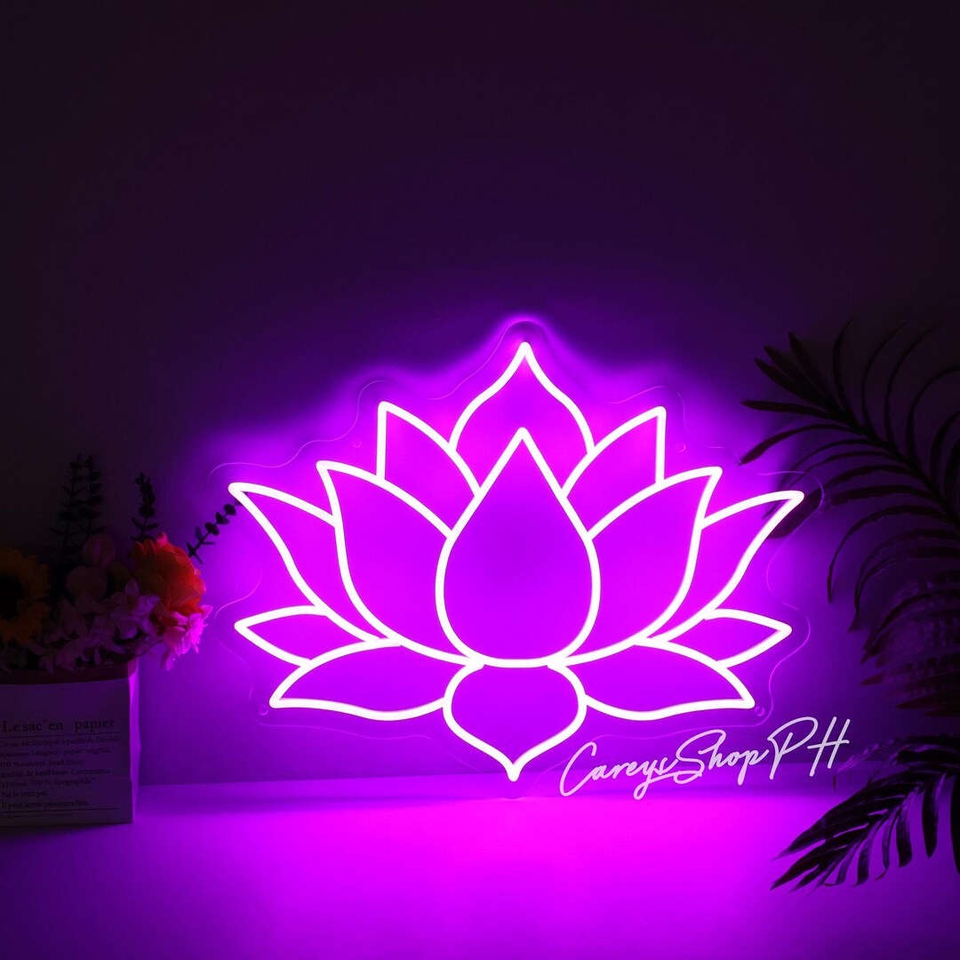 Geometric Lotus Neon Sign, Lotus Light Sign, Lotus Wall Decor, Flower ...