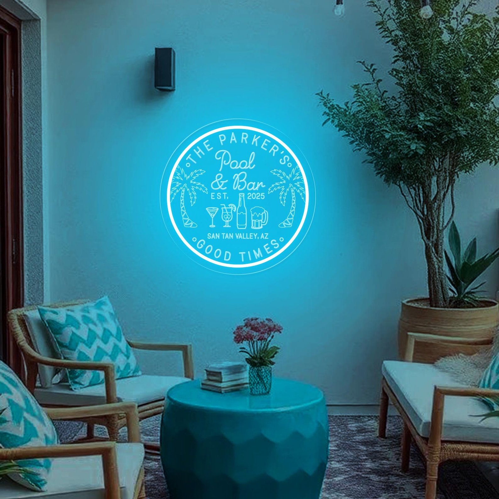 Personalized Pool Bar Neon Sign, Custom Tiki Decor - Etsy