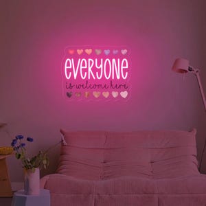Everyone is Welcome Here Neon Sign, Social Justice Neon, Anti-racist ...