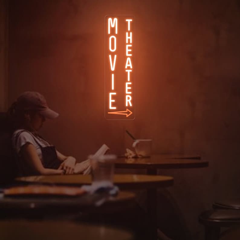 MOVIE THEATER Neon Sign, Movie Led Neon, Vertical Led Light Signs for ...