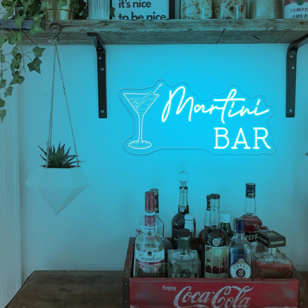 Martini Bar Neon Sign, Custom Pub Neon Light, Martini Birthday Wall Art ...