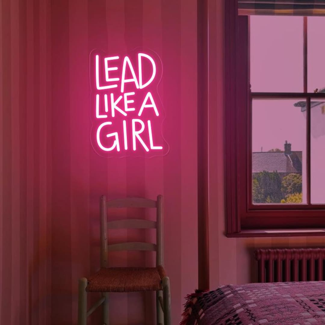 Lead Like A Girl Neon Sign, Girl Power Neon Light, Office Wall Decor ...