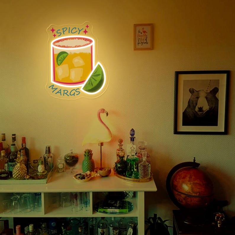 Spicy Marg Neon Sign, Cocktail Neon Light, Spicy Margarita Wall Art ...