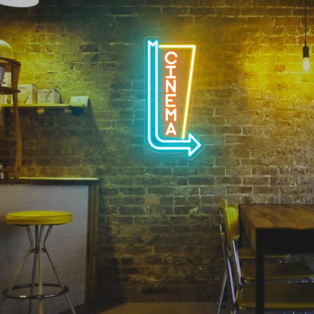 Cinema Arrow Neon Sign, Cinema Led Light, Theater Wall Decor, Movie ...