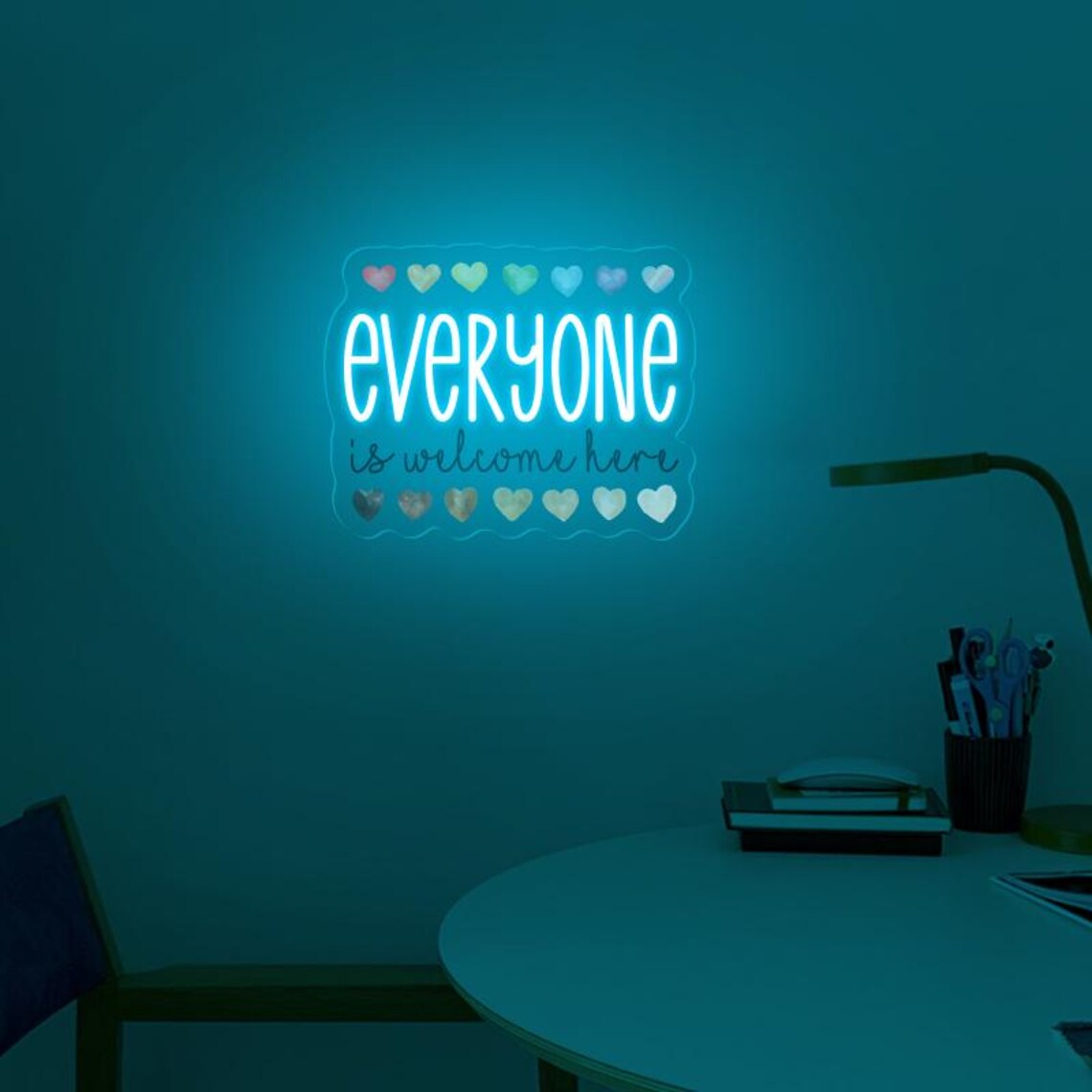 Everyone is Welcome Here Neon Sign, Social Justice Neon, Anti-racist ...