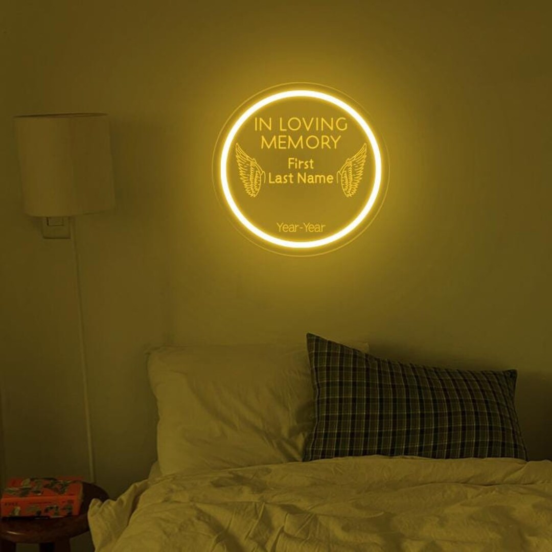 Custom in Loving Memory Neon Sign, Personalized Gifts for Her, Wings ...