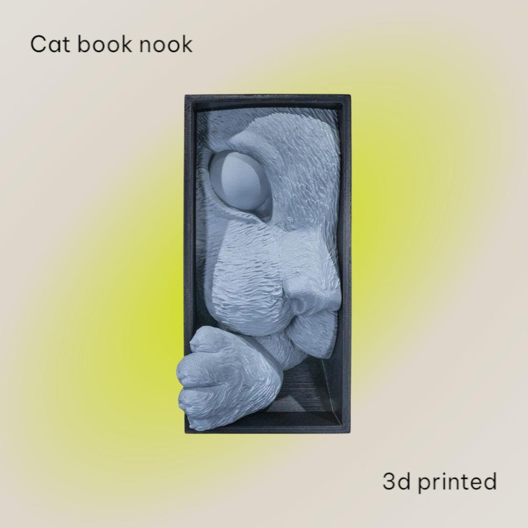 3D Printed Cat Book Nook Insert Decorative Cat Shelf Accessory for Book ...