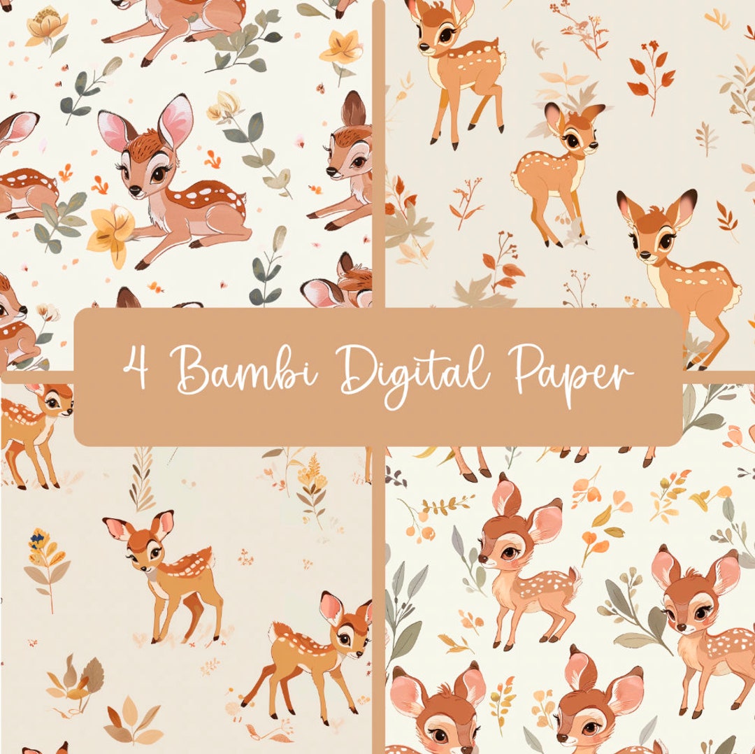 Bambi Digital Paper Pack Woodland Animal Digital Scrapbooking Paper ...