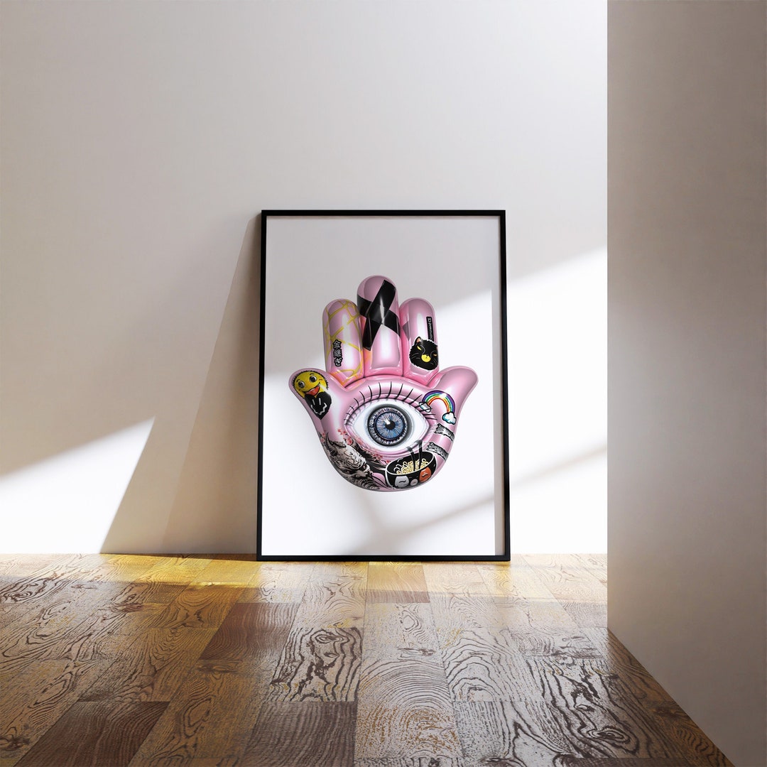 Hamsa Poster, Hand of Fatima Print Tattoo & Sticker, Art Print, Modern ...