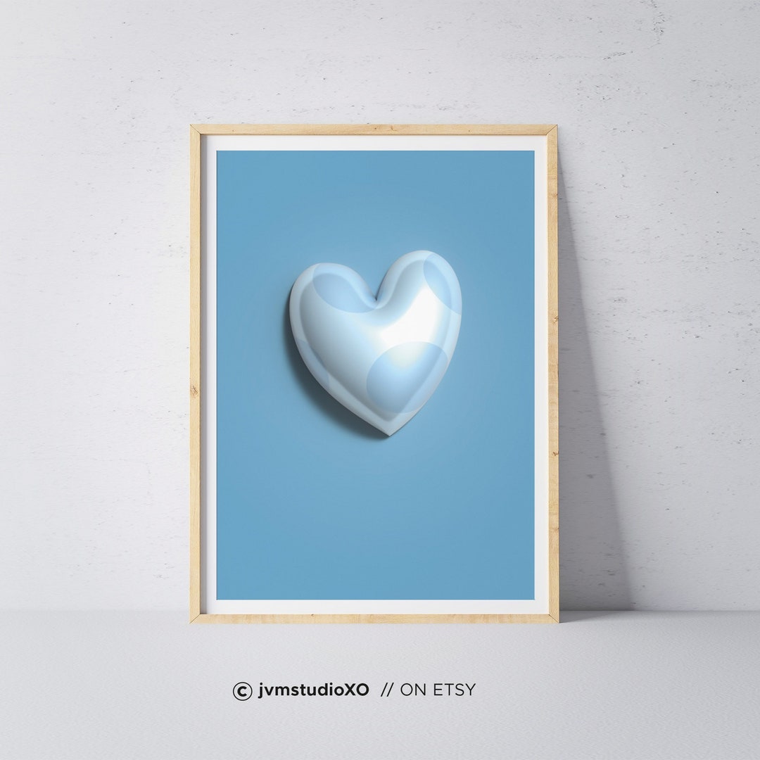 Heart Printable Wall Art Blue Heart - Etsy