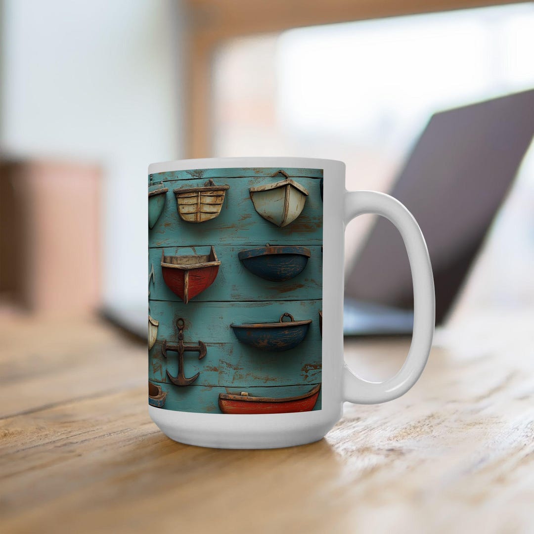Fishing Boat Mug: Rustic Anchor Design, Fisherman Gift - Etsy