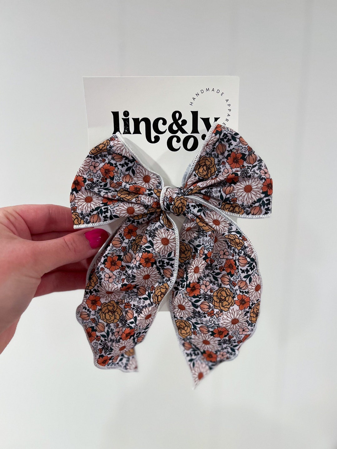 Large Floral Girls Hair Bow, Summer Hair Bows, Hand Tied Bows on All ...