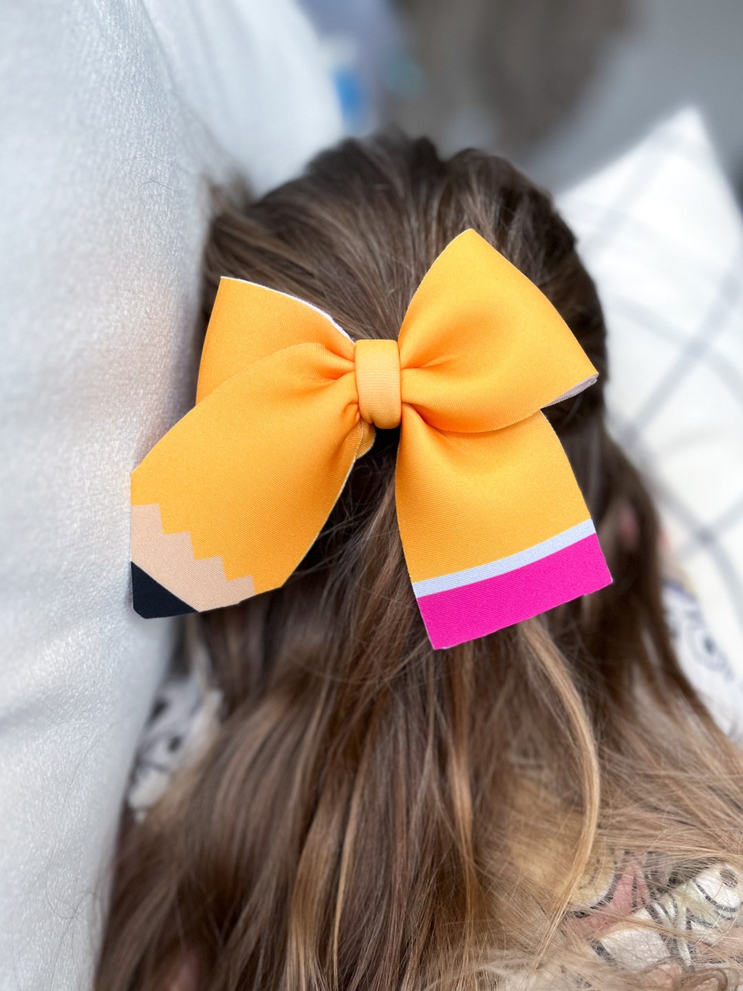 Pencil Hair Bow, Medium School Bow, Back to School Bows, Pencil Bow ...