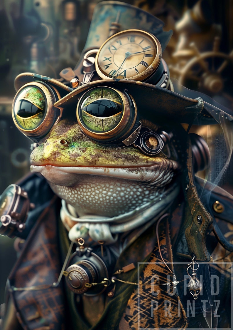 Steampunk Art Frog Portrait Victorian Instant Download PNG JPG ...