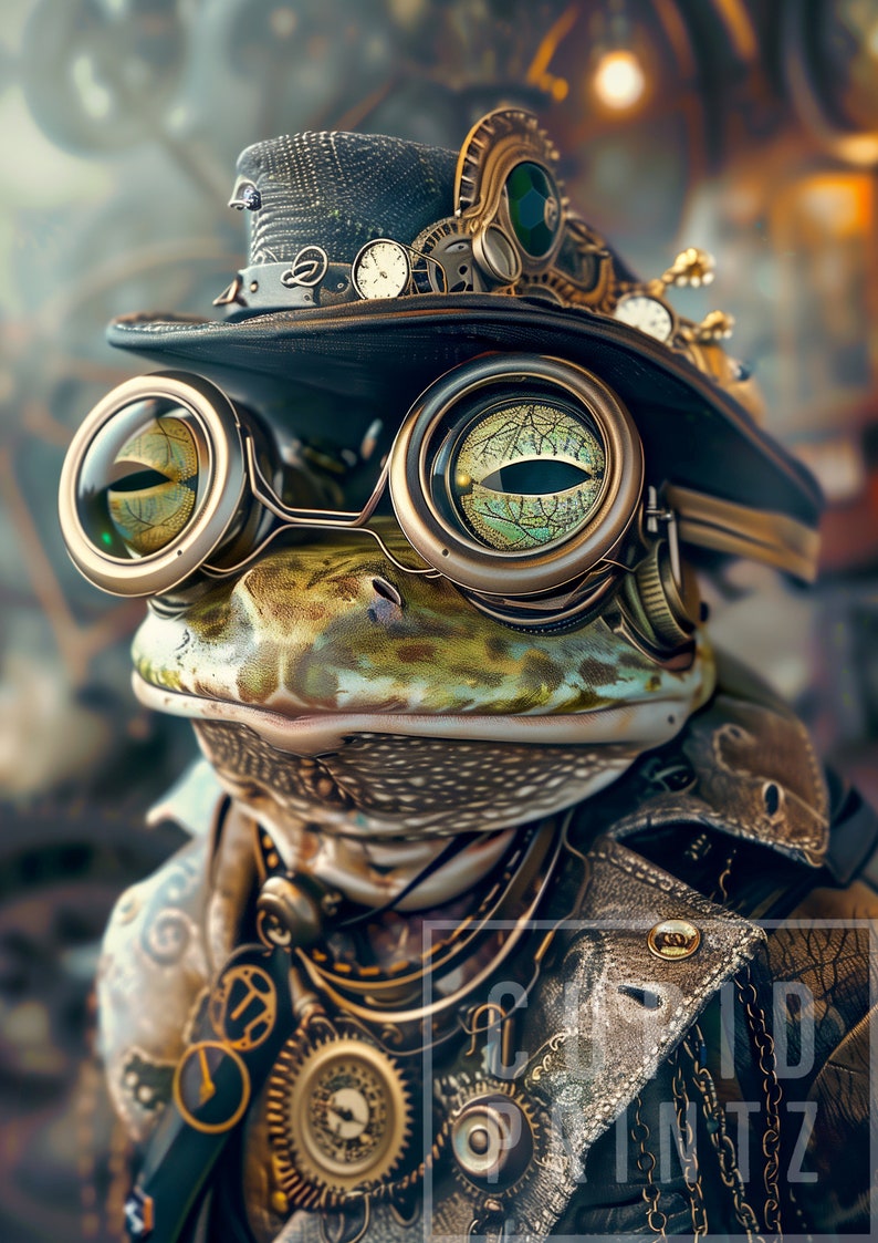 Steampunk Art Frog Portrait Victorian Instant Download JPG Downloadable ...